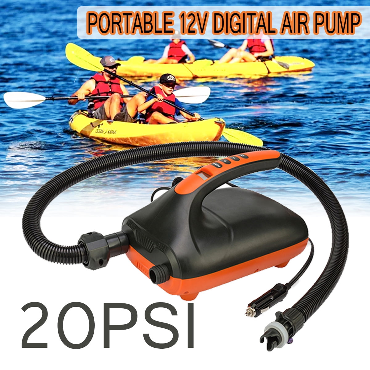 20PSI High Press Electric Portable 12V Digital Air Pump Kayak SUP ...