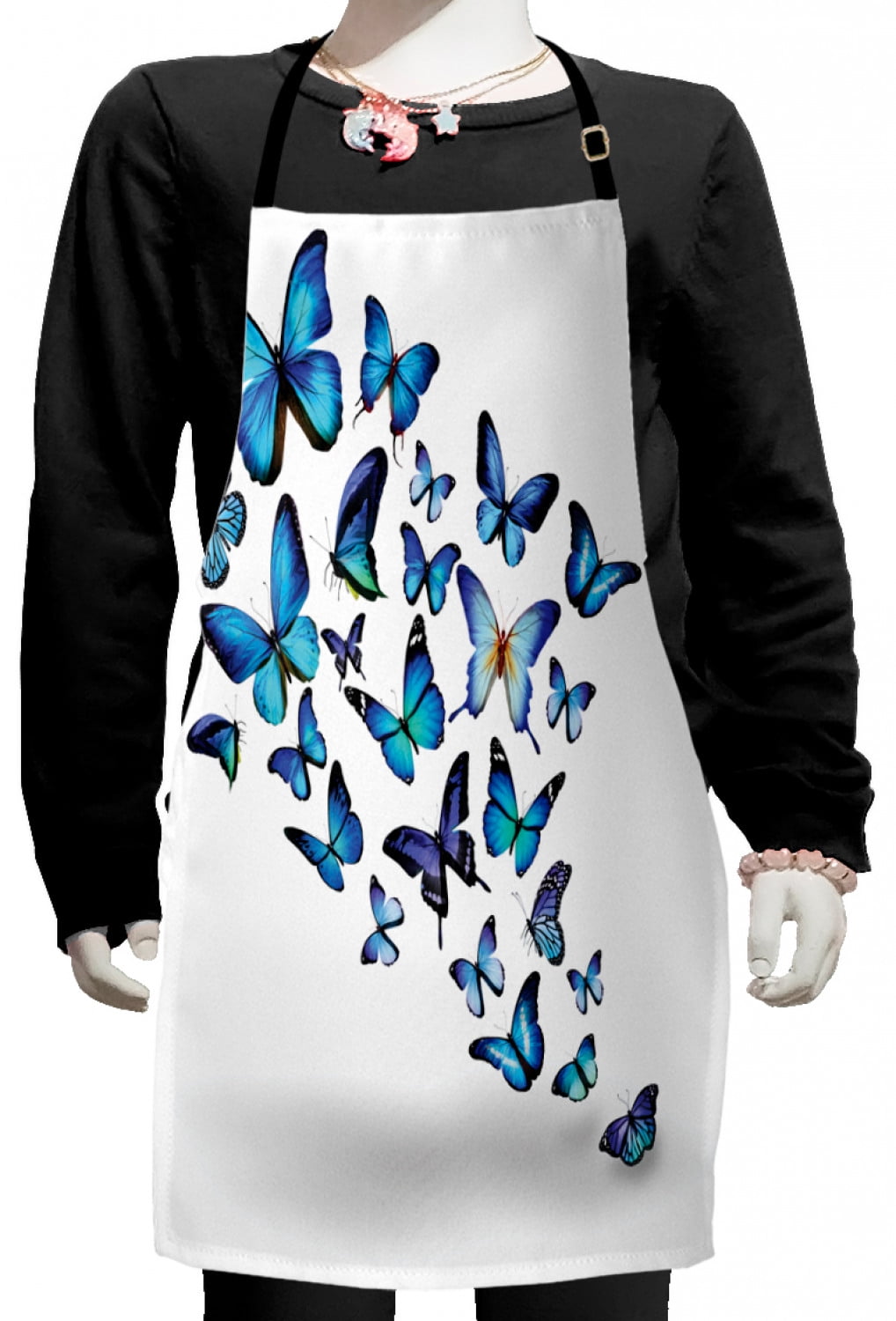 Butterflies Kids Apron, Group of Flying Butterflies Natural Botanic ...