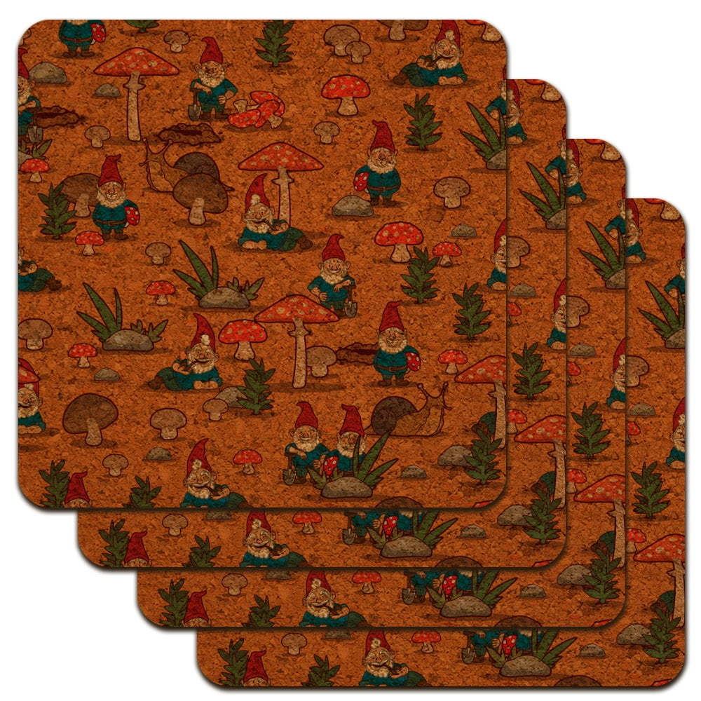 Gnomes Toadstools and Mushrooms Pattern Low Profile Novelty Cork ...