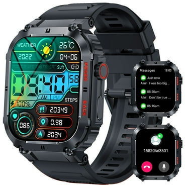 ZYVICXFJ Outdoor Tactical Sports Smart Watches for Men, Bluetooth Call ...