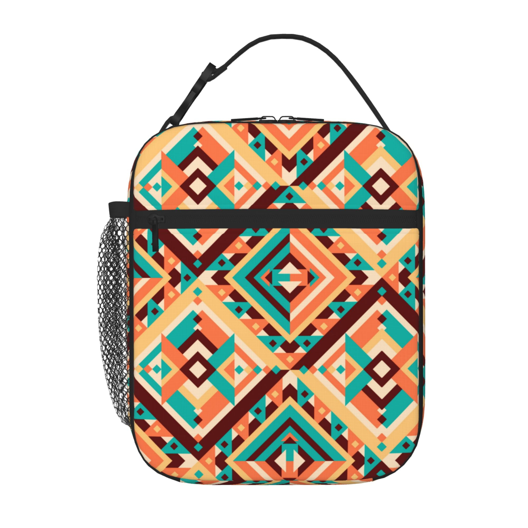 TEQUAN Portable Lunch Bag, Geometric Aztec Tribe Style Pattern Reusable ...