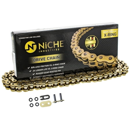 Niche Gold 420 X-Ring Chain 128 Links With Master Link Motorcycle 519 ...