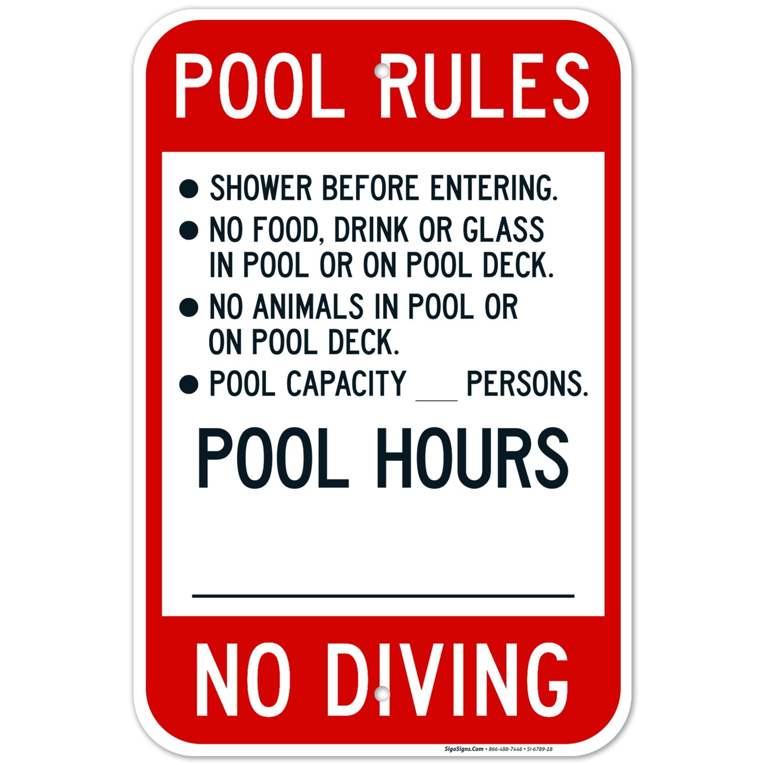 Pool Rules Sign, Pool Sign, (SI-6789) Vinyl Sticker - Walmart.com