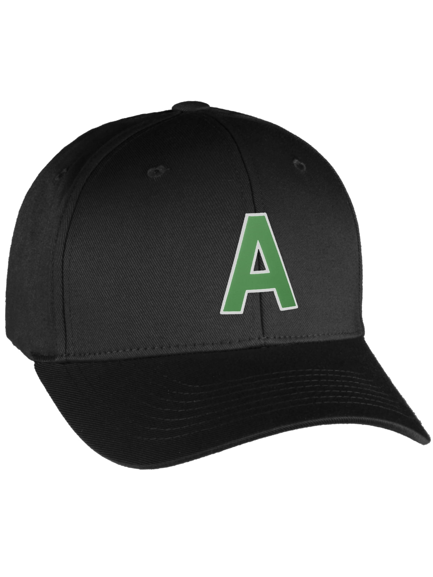 Flexfit Baseball Hat Custom Letter Initials A to Z Curved Bill, Black ...