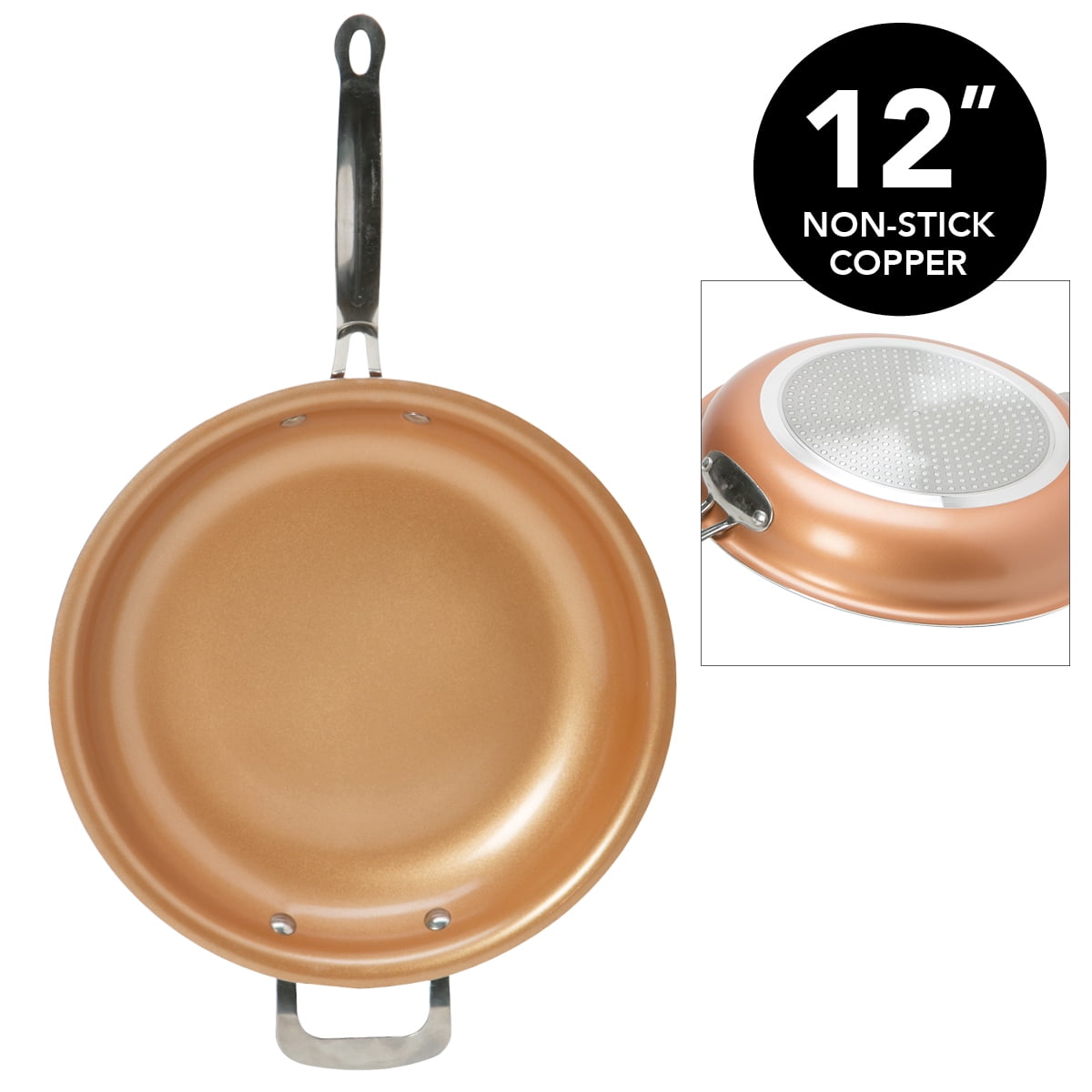 Kitchen Details Non-Stick Copper Frying Pan 12" with Helper Handle ...