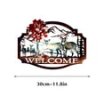 Pompotops Forest Tree Deer Wall Art Metal Welcome Sign Rustic Decor For ...