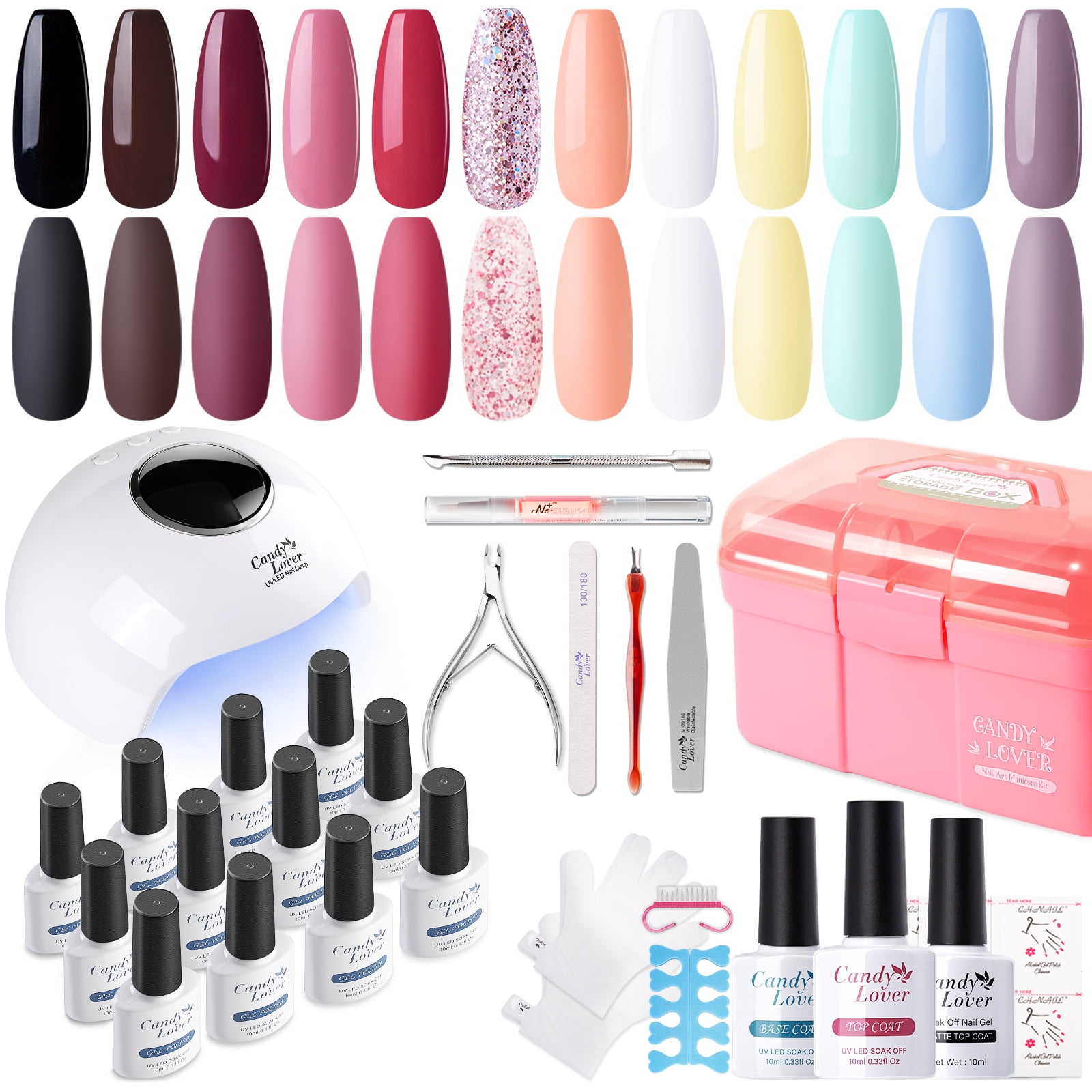 Candy Lover Gel Nail Polish Kit with UV Lamp, Natural Quick Dry Longer ...