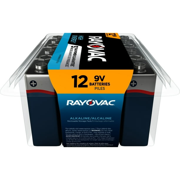 Rayovac High Energy 9V Batteries (12 Pack), Alkaline 9 Volt Batteries ...