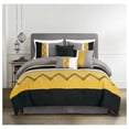 Arden 7-Piece Modern Pleated Stripe Embroidered Zigzag Bedding ...