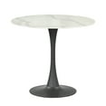 TMS Rho 35.5" Round Indoor Pedestal Dining Table, Black/White Faux ...