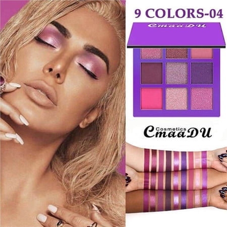 CmaaDu Portable 9 Colors Long-Lasting Glitter Eyeshadow Plate Nudes ...