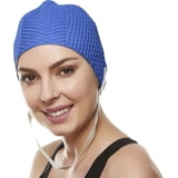Beemo Swim Cap Women Chin Strap Bubble Crepe Latex Long Short Hair ...