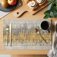 Abstract Cotton Linen Placemats Set of 2, Yellow Grey Graffiti ...
