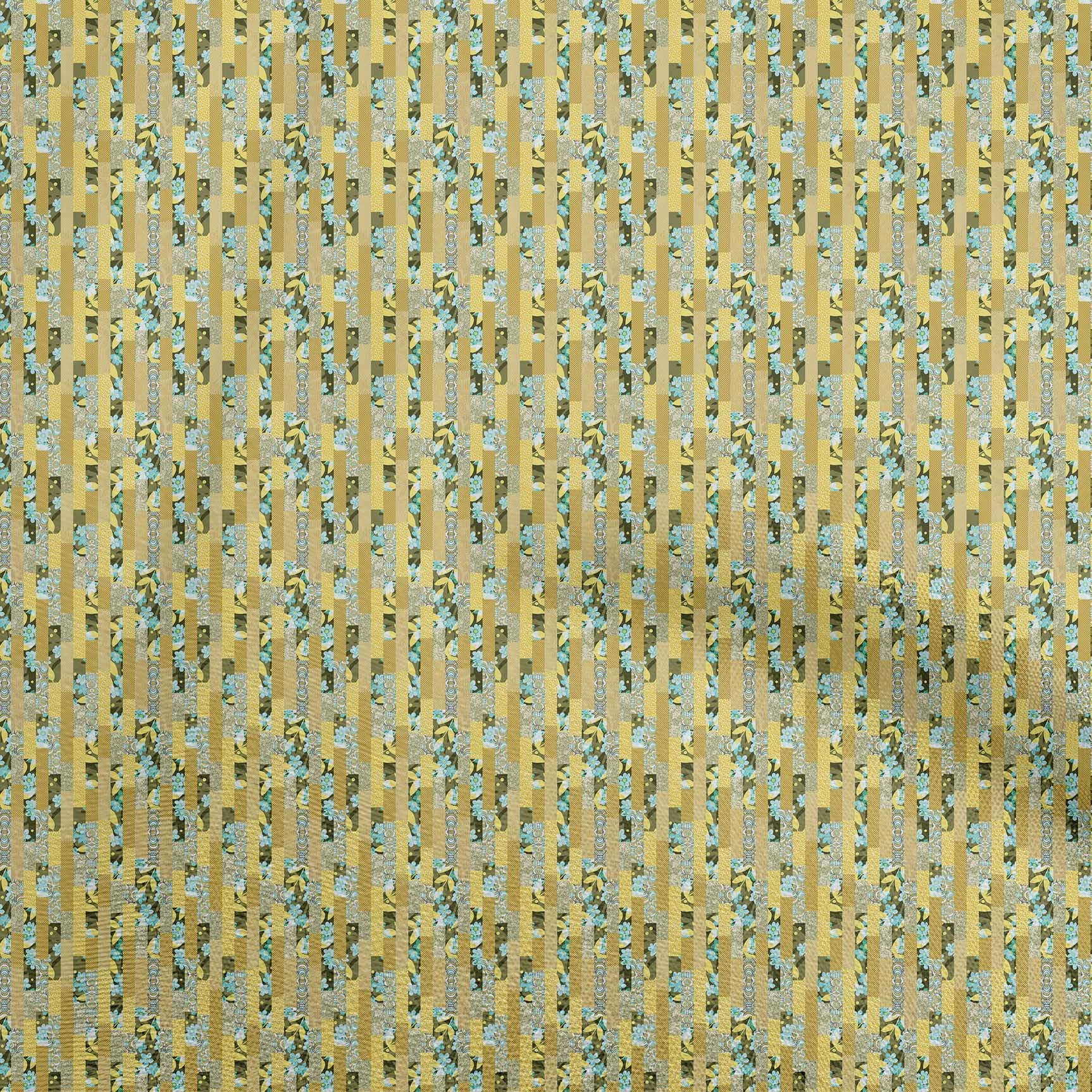 oneOone Silk Tabby Dark Mustard Fabric Floral Fabric For Sewing Printed ...