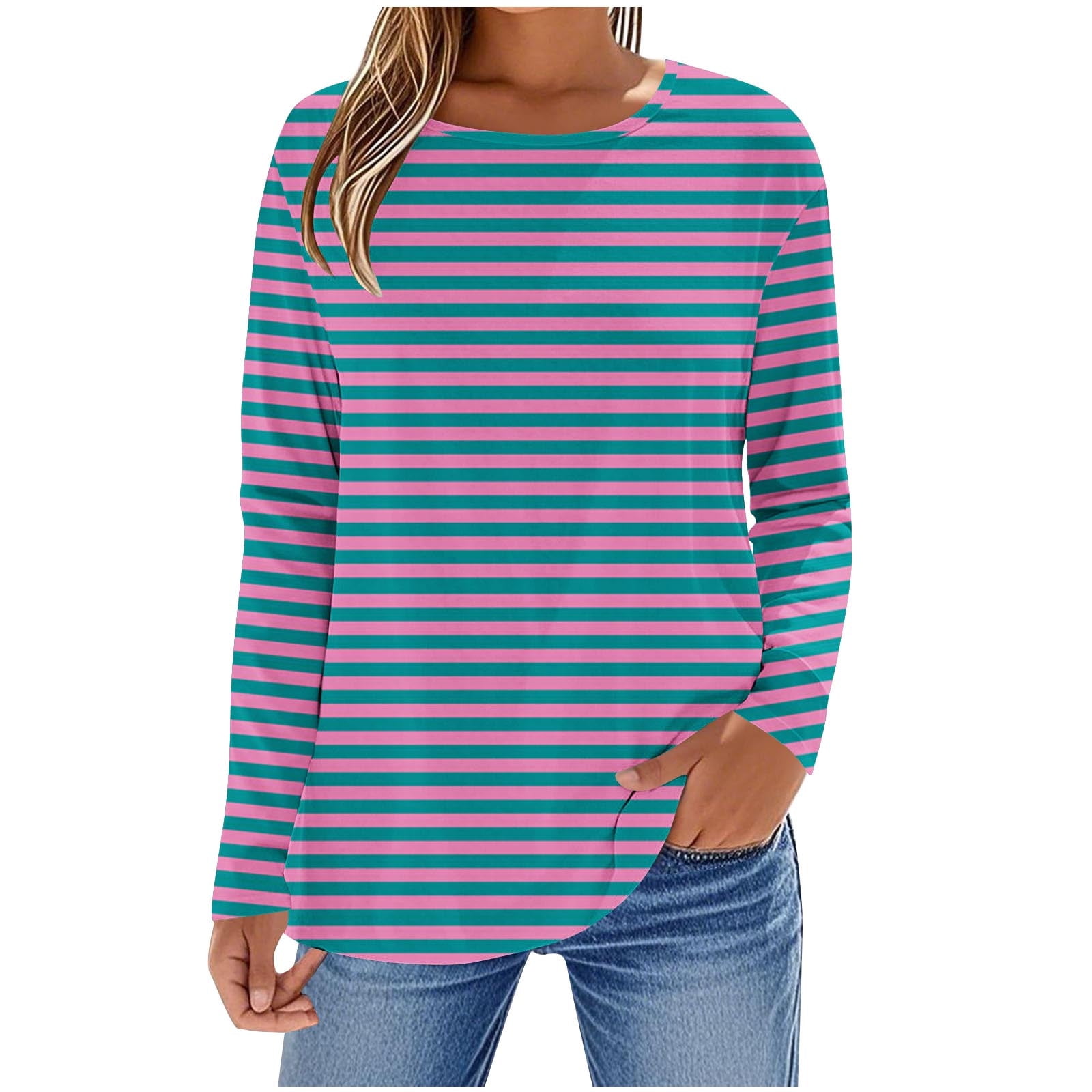 Click here for Lenpel T Shirts For Women Fashion Crew Neck Long S... prices