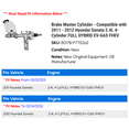 Brake Master Cylinder - Compatible with 2011 - 2012 Hyundai Sonata 2.4L ...