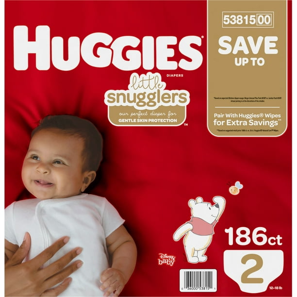 Huggies Little Snugglers Diapers Size 2 - 186 ct. ( 12 - 18 lbs ...
