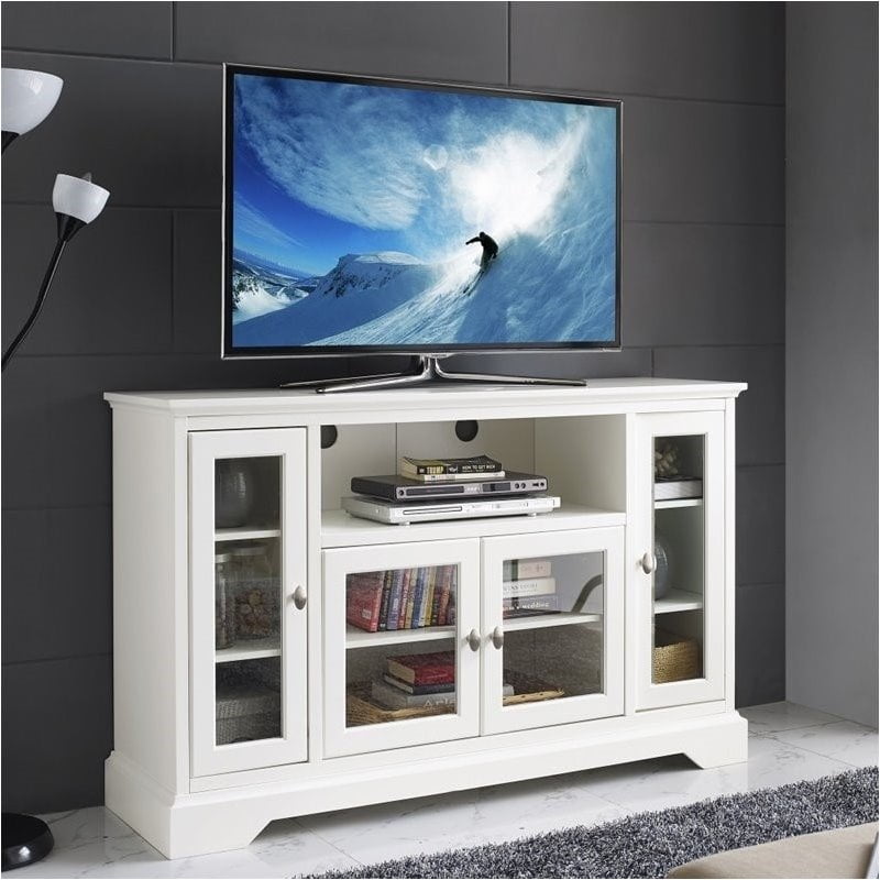 Pemberly Row 52" Highboy Style TV Stand in White - Walmart.com