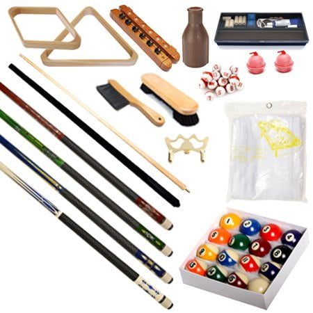 Pool Table - Premium Billiard 32 Pieces Accessory Kit - Pool Cue Sticks ...