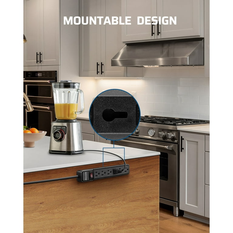 Extension Cord Indoor DEWENWILS Metal Power Strip - 6-Outlet Surge ...