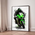 Affixzi Sport Motorcycle Wall Decor, Green Futuristic Racing Art Print ...