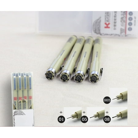 Precision Micro-Line Pens, 4 Size Black Micro-Pen Fineliner Ink Pens ...