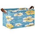 Rectangle Storage Basket with Handles Hawaiian Flowers Blue Background ...