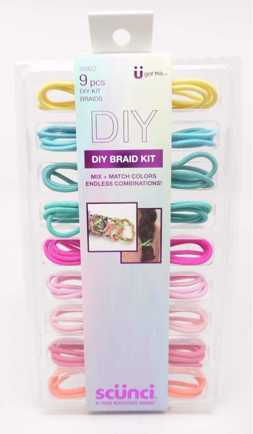 Scunci Kids Hair Accessory DIY Braid Kit, Mix + Match Colors, 9pcs ...