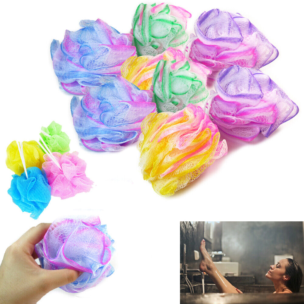 8 Bath Shower Puff Sponges Loofah Mesh Ball Exfoliating Body Brush ...