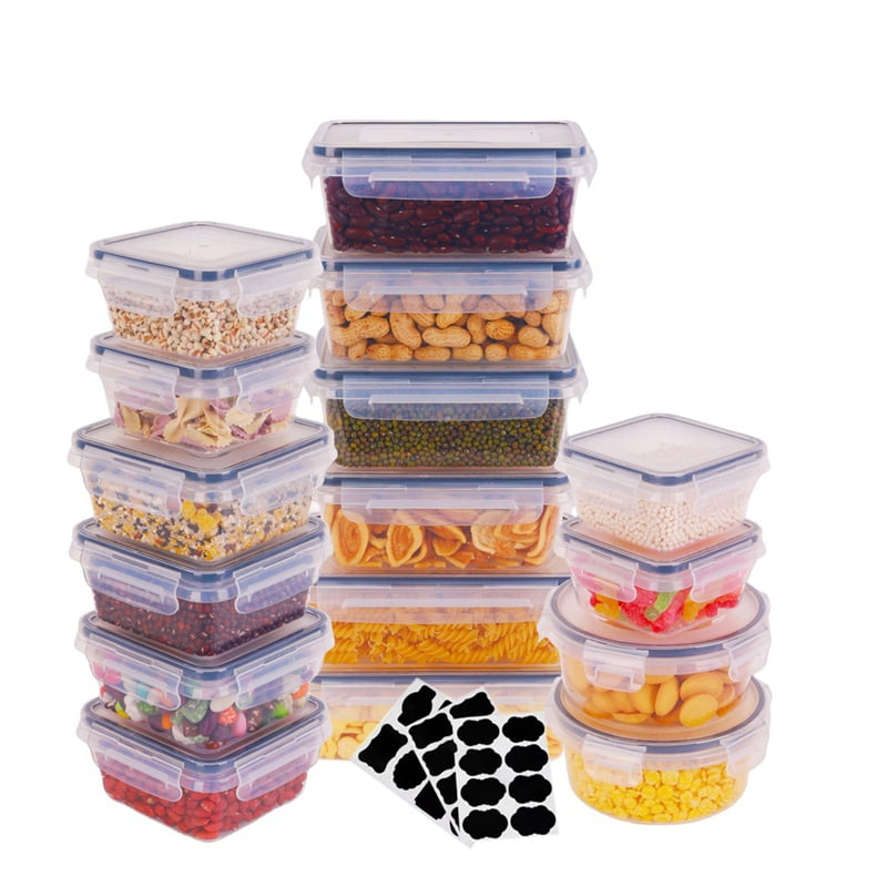 Juego de 16 Recipientes para Almacenar Alimentos con 16 Tapas Fáciles ...