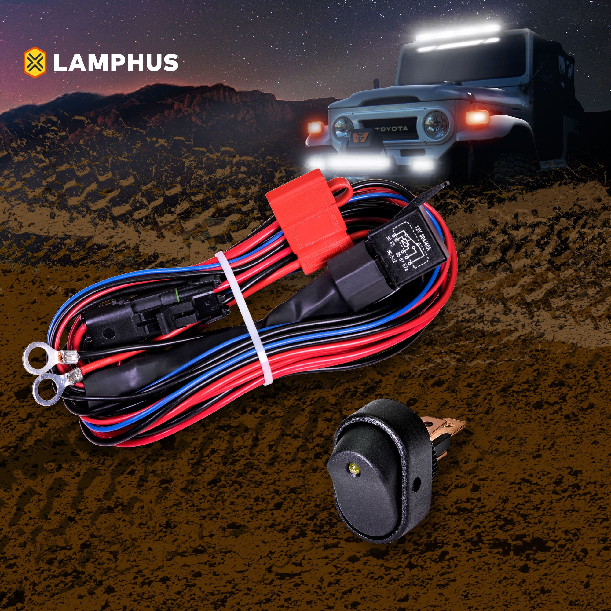 LAMPHUS 17' Off-Road LED Light Bar Wiring Harness Kit for ATV/Jeep ...