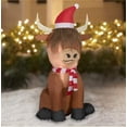 Highland Cow in Santa Hat Holiday Outdoor Inflatable - Walmart.com