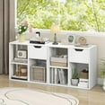 3-Cube Bookshelf with Drawer, 2-Tier Open Shelf Bookcase, Freestanding ...