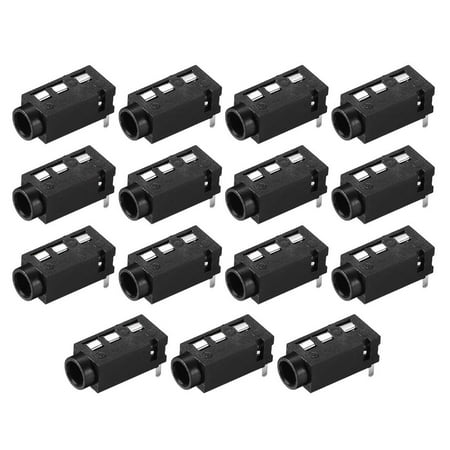 3.5 mm Audio Jack Connector PCB Mount Female Socket PJ-320D 15pcs(Black ...