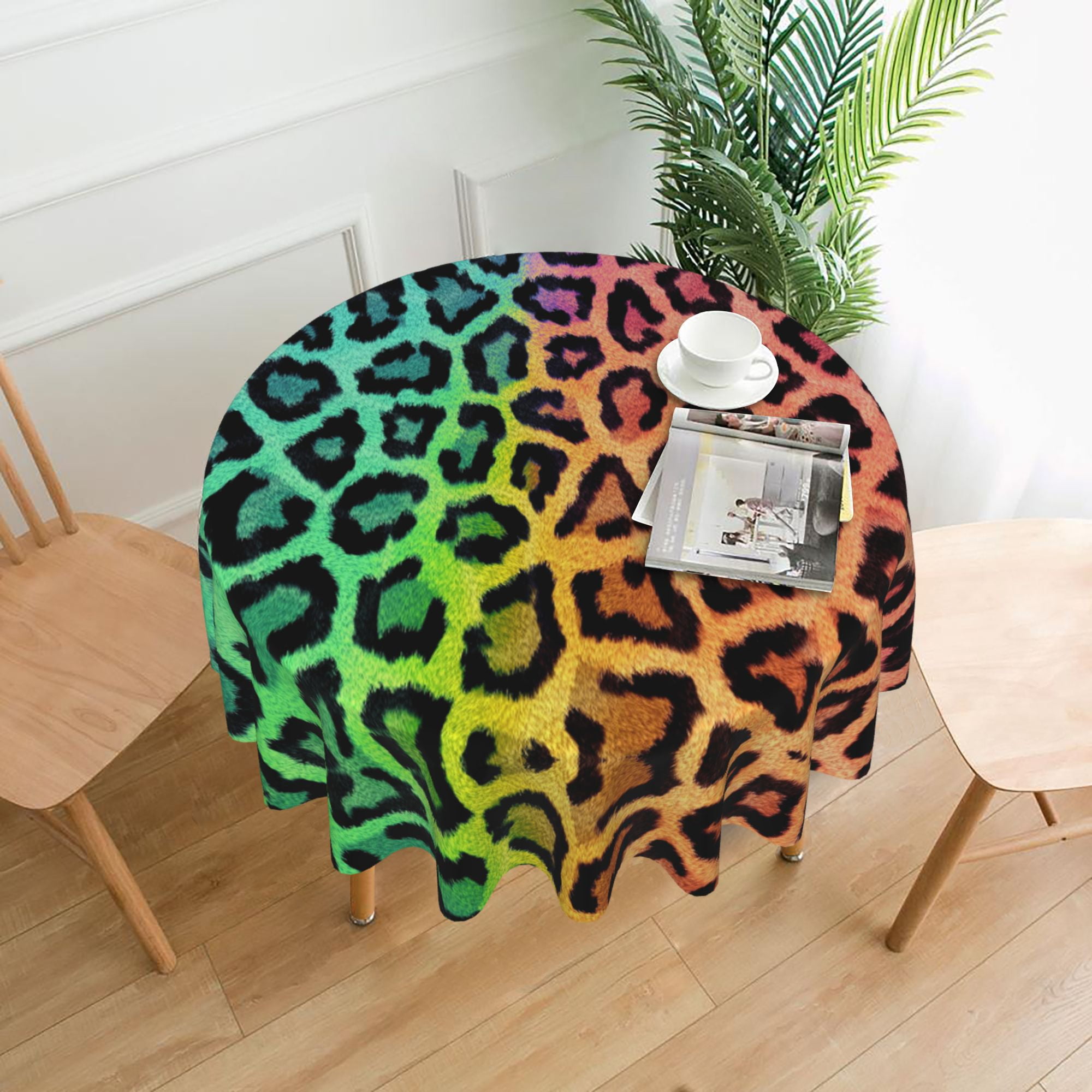 ZICANCN Round Table Cloths 60 Inch, Color Leopard Print Table Cover ...