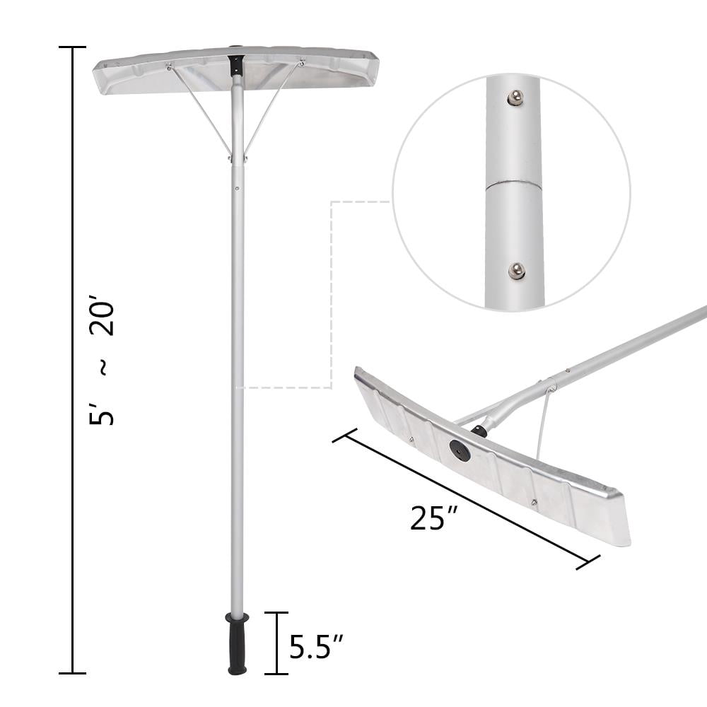 Buy Ktaxon 20FT Head Roof Rake Snow Removal Tools Extension Poly Blade ...