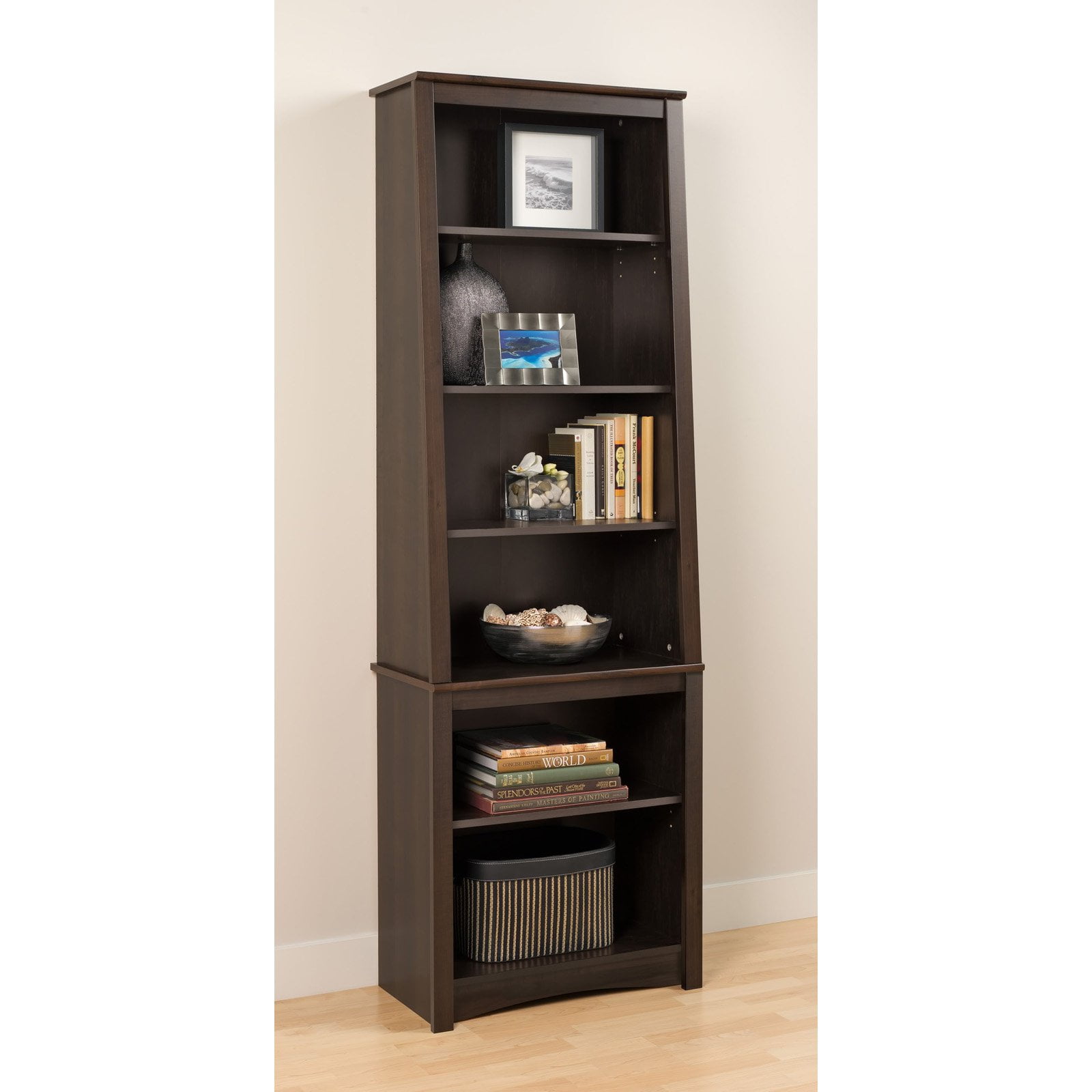 Prepac 6-Shelf Slant Back Bookcase, Espresso - Walmart.com