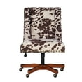 Linon Brown & White Cow Print Plush Rolling Desk Armchair, Home Office ...