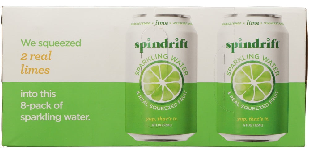 Spindrift Lime Unsweetened Sparkling Water & Real Squeezed Fruit, 12 fl oz, 8 count - Walmart.com