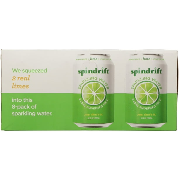 Spindrift Lime Unsweetened Sparkling Water & Real Squeezed Fruit, 12 fl oz, 8 count - Walmart.com