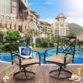 SUNCROWN Outdoor Dining Swivel Black Wrought IronChairs with Cushions ...