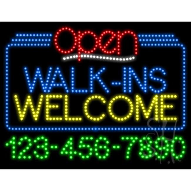 Everything Neon L100-6475 Walk-Ins Welcome Open with Phone Number ...