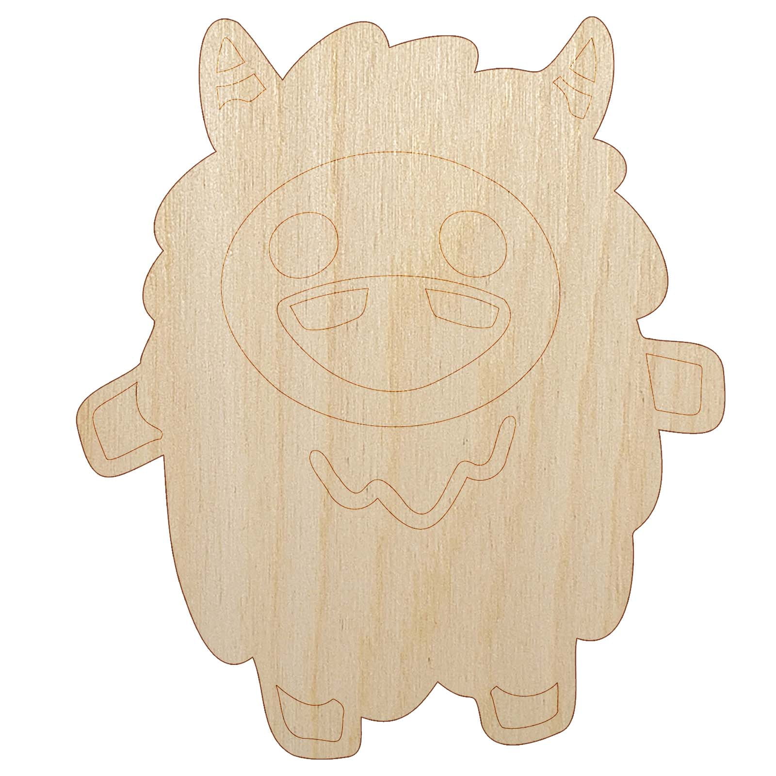 Excited Happy Kawaii Chibi Yeti Wood Shape Unfinished Piece Cutout ...