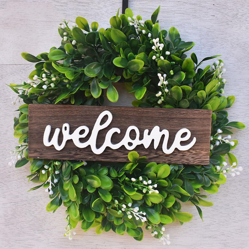 Artificial Eucalyptus Garland Front Door Wreath Welcome Sign Wreath ...