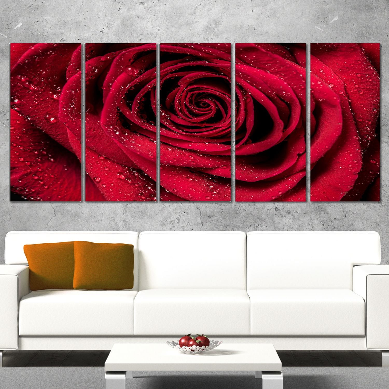 Click here for Designart Design Art Red Rose Petals With Rain Dro... prices