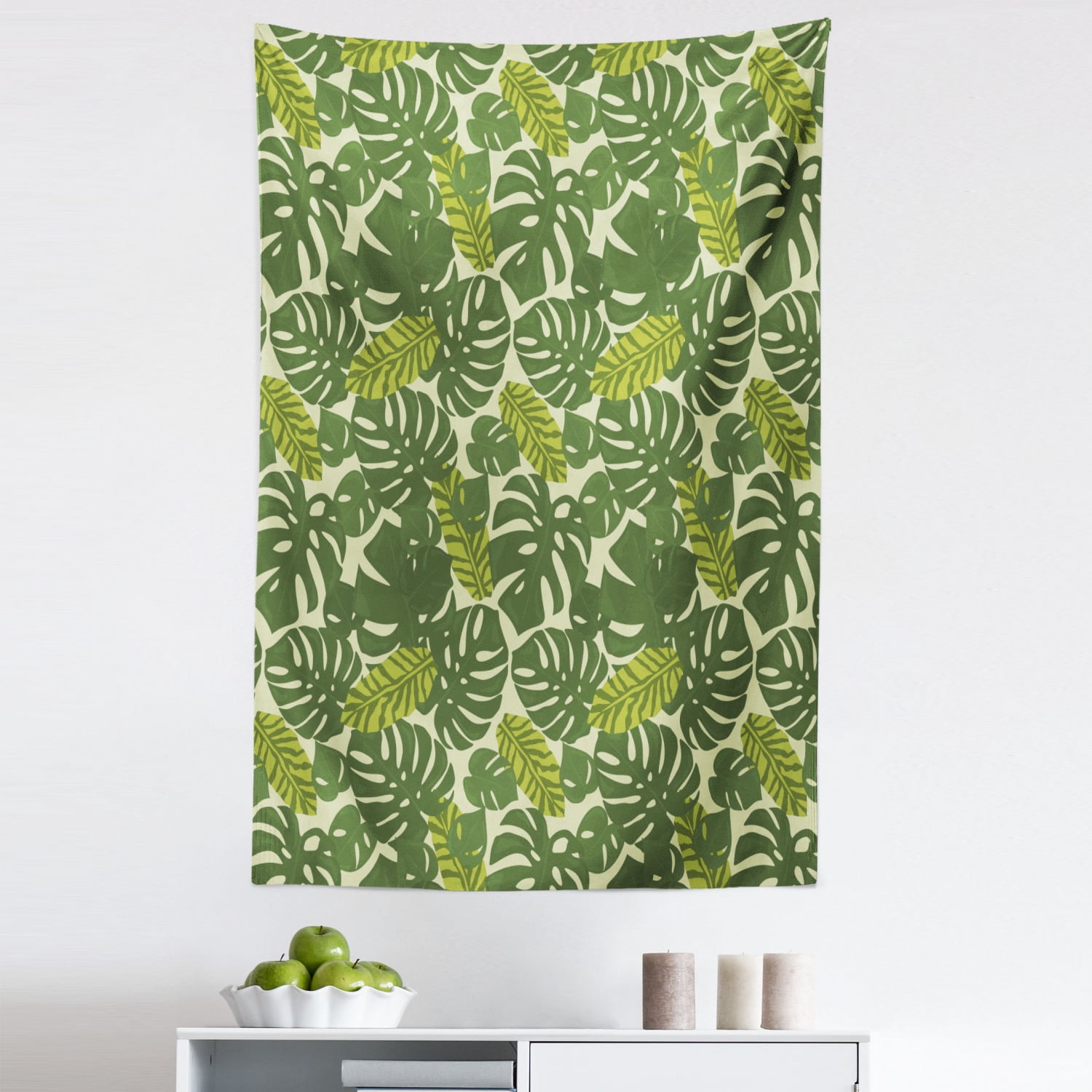 Leaves Tapestry, Continuous Nature Exotic Forest Monstera Leaf ...
