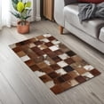 Abstract Plaid Door Mat 18x30 Inch Dark Brown Checkerboard Stitching ...
