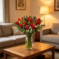 Artificial Tulips Bouquet 2Pcs Red Fake Flowers for Wedding ...