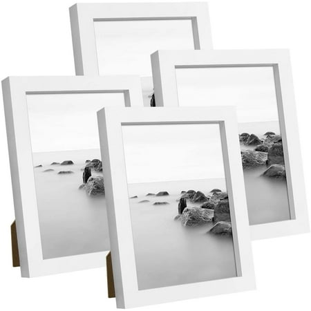 AmPm 5x7 White Picture Frames Set of 4, with Mat,Display 4x6 picture ...