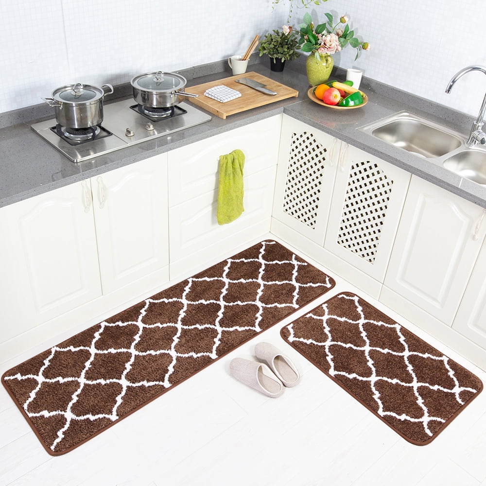Carvapet 2 piece bath mat Coffee bathroom rug set Moroccan Trellis,20 ...